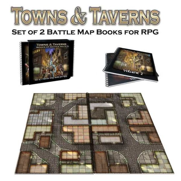 Towns and Taverns: Set of 2 Battle Map Books – Triple Helix Wargames